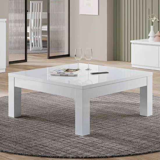 Regal High Gloss Coffee Table Square In White - Coolest-Furniture.com Regal High Gloss Coffee Table Square In White - Coolest-Furniture.com